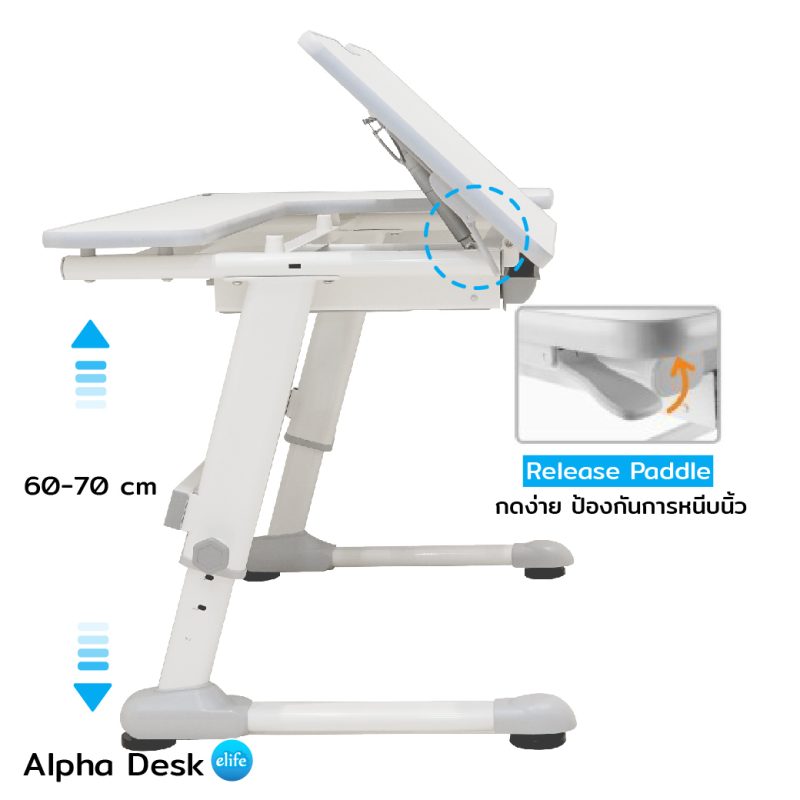 Alpha Desk | โต๊ะปรับระดับเพื่อสุขภาพสำหรับเด็กErgonomics ปรับเอียงระบบไฮดรอลิก มาพร้อมลิ้นชัก ...
