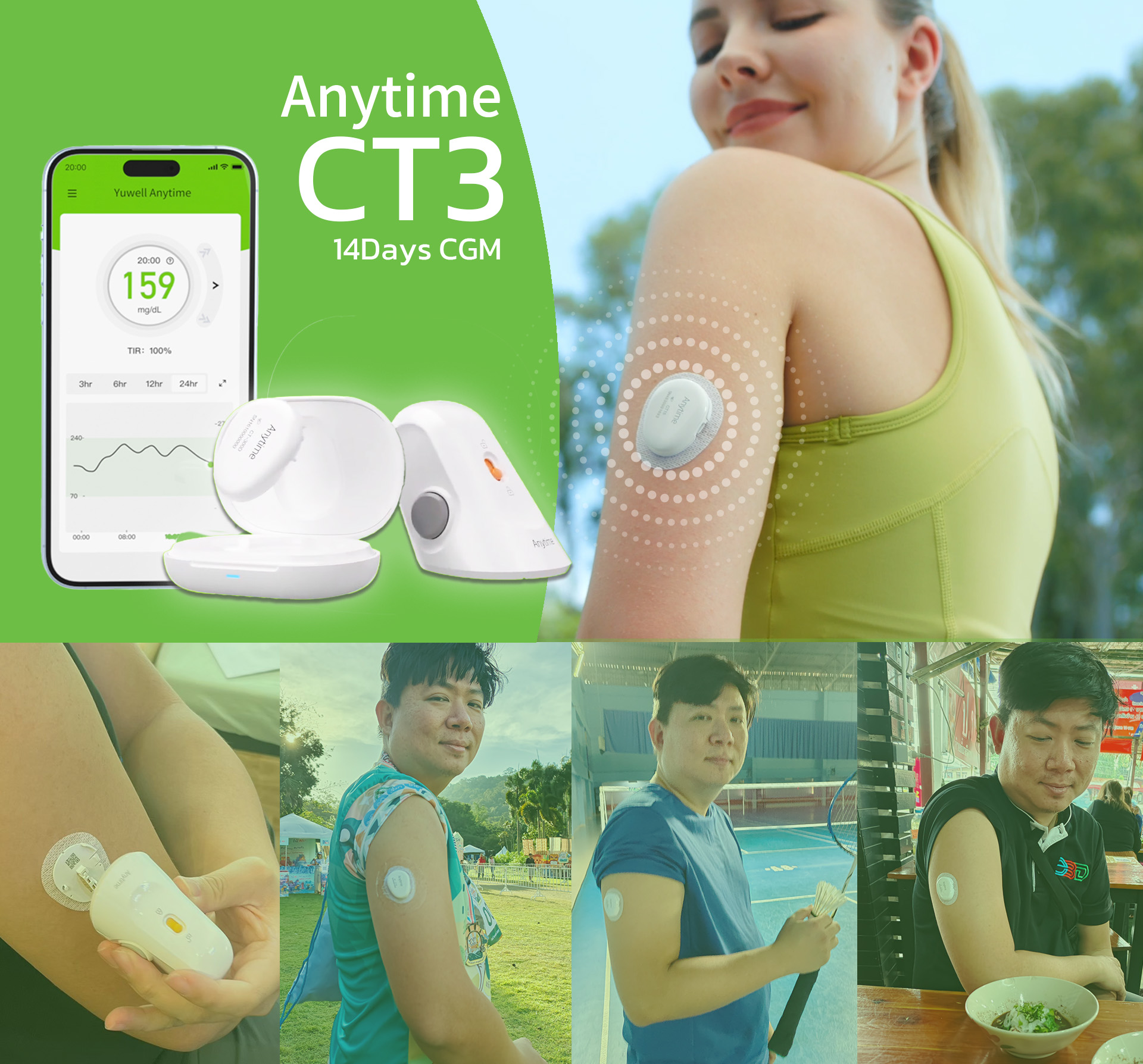 Anytime CT3 | CGM ตรวจน้ำตาลต่อเนื่อง 14วัน เพิ่มผู้ติดตามได้ Rechargeable Battery | อีไลฟ์ ...